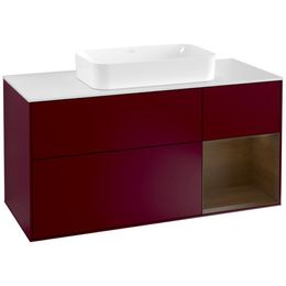Villeroy & Boch Villeroy und Boch Finion Waschtischunterschrank F301GNHB 120cm, Abdeckplatte white matt, Regal rechts Walnut veneer, Peony Matt
