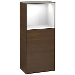Villeroy & Boch Villeroy und Boch Finion Seitenschrank G500GFGN 41,8x93,6cm, links, Emotion, Regal oben Glossy White, Walnut veneer