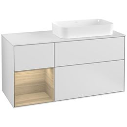 Villeroy & Boch Villeroy und Boch Finion Waschtischunterschrank F271PCMT 120cm, Abdeckplatte white matt, Regal links Oak Veneer, White matt lacquer