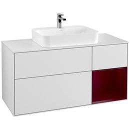 Villeroy & Boch Villeroy und Boch Finion Waschtischunterschrank F421HBMT 120cm, Abdeckplatte white matt, Regal rechts Peony, White matt lacquer