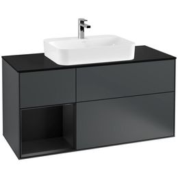 Villeroy & Boch Villeroy und Boch Finion Waschtischunterschrank G412PDHG 120cm, Abdeckplatte black matt, Emotion, Regal links Black matt lacquer, Midnight Blue Matt Lacquer
