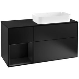 Villeroy & Boch Villeroy und Boch Finion Waschtischunterschrank F272PDPD 120cm, Abdeckplatte black matt, Regal links Black matt lacquer, Black matt lacquer