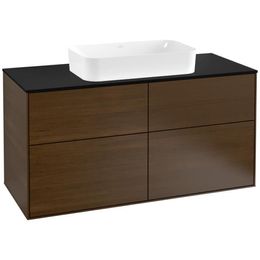 Villeroy & Boch Villeroy und Boch Finion Waschtischunterschrank G26200GN 120x60,3cm, Emotion, Abdeckplatte black matt, Walnut veneer