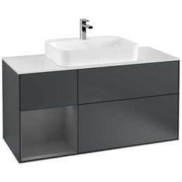 Villeroy & Boch Villeroy und Boch Finion Waschtischunterschrank G411GKHG 120cm, Abdeckplatte white matt, Emotion, Regal links Anthracite matt, Midnight Blue Matt Lacquer