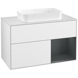 Villeroy & Boch Villeroy und Boch Finion Waschtischunterschrank G251HGGF 100cm, Abdeckplatte white matt, Emotion, Regal rechts Midnight Blue Matt Lacquer, Glossy white lacquer