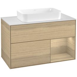 Villeroy & Boch Villeroy und Boch Finion Waschtischunterschrank G251PCPC 100cm, Abdeckplatte white matt, Emotion, Regal rechts Oak Veneer, Oak Veneer