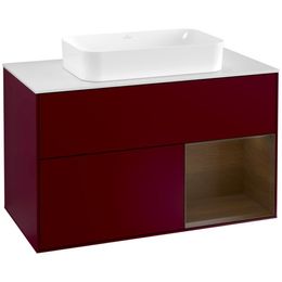 Villeroy & Boch Villeroy und Boch Finion Waschtischunterschrank G251GNHB 100cm, Abdeckplatte white matt, Emotion, Regal rechts Walnut veneer, Peony Matt