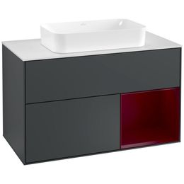 Villeroy & Boch Villeroy und Boch Finion Waschtischunterschrank G251HBHG 100cm, Abdeckplatte white matt, Emotion, Regal rechts Peony, Midnight Blue Matt Lacquer