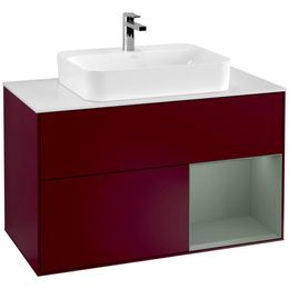Villeroy & Boch Villeroy und Boch Finion Waschtischunterschrank G371GMHB 100cm, Abdeckplatte white matt, Emotion, Regal rechts Olive Matt Lacquer, Peony Matt