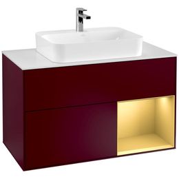 Villeroy & Boch Villeroy und Boch Finion Waschtischunterschrank F371HFHB 100cm, Abdeckplatte white matt, Regal rechts Gold matt, Peony Matt