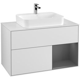 Villeroy & Boch Villeroy und Boch Finion Waschtischunterschrank F371GKMT 100cm, Abdeckplatte white matt, Regal rechts Anthracite matt, White matt lacquer
