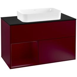 Villeroy & Boch Villeroy und Boch Finion Waschtischunterschrank G242HBHB 100cm, Abdeckplatte black matt, Emotion, Regal links Peony, Peony Matt