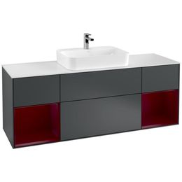 Villeroy & Boch Villeroy und Boch Finion Waschtischunterschrank G451HBHG 160cm, Abdeckplatte white matt, Emotion, Regale Peony matt lacquer, Midnight Blue Matt Lacquer