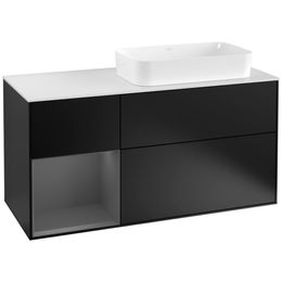 Villeroy & Boch Villeroy und Boch Finion Waschtischunterschrank G271GKPD 120cm, Abdeckplatte white matt, Emotion, Regal links Anthracite matt, Black matt lacquer