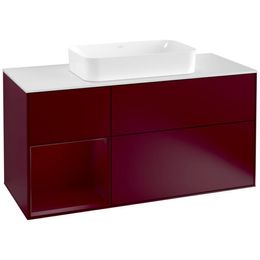 Villeroy & Boch Villeroy und Boch Finion Waschtischunterschrank F291HBHB 120cm, Abdeckplatte white matt, Regal links Peony, Peony Matt