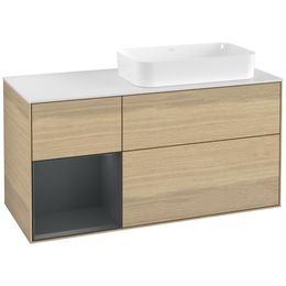 Villeroy & Boch Villeroy und Boch Finion Waschtischunterschrank G271HGPC 120cm, Abdeckplatte white matt, Emotion, Regal links Midnight Blue Matt Lacquer, Oak Veneer