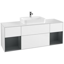 Villeroy & Boch Villeroy und Boch Finion Waschtischunterschrank G451HGGF 160cm, Abdeckplatte white matt, Emotion, Regale Midnight matt lacquer, Glossy white lacquer