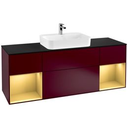 Villeroy & Boch Villeroy und Boch Finion Waschtischunterschrank G452HFHB 160cm, Abdeckplatte black matt, Emotion, Regale Gold matt lacquer, Peony Matt