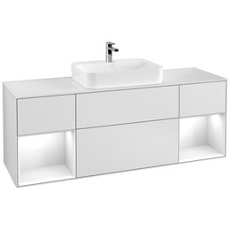 Villeroy & Boch Villeroy und Boch Finion Waschtischunterschrank F451GFMT 160x60,3cm, Abdeckplatte white matt, Regale Glossy white lacquer, White matt lacquer