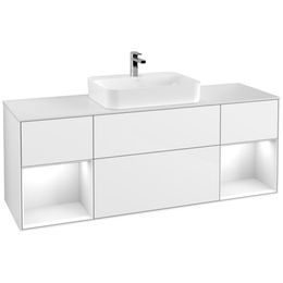 Villeroy & Boch Villeroy und Boch Finion Waschtischunterschrank F451GFGF 160x60,3cm, Abdeckplatte white matt, Regale Glossy white lacquer, Glossy white lacquer