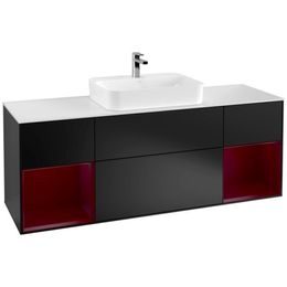 Villeroy & Boch Villeroy und Boch Finion Waschtischunterschrank F451HBPD 160x60,3cm, Abdeckplatte white matt, Regale Peony matt lacquer, Black matt lacquer