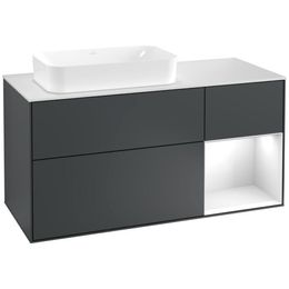 Villeroy & Boch Villeroy und Boch Finion Waschtischunterschrank G281GFHG 120cm, Abdeckplatte white matt, Emotion, Regal rechts Glossy white lacquer, Midnight Blue Matt Lacquer