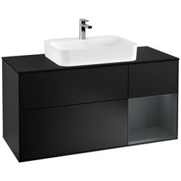 Villeroy & Boch Villeroy und Boch Finion Waschtischunterschrank G422HGPD 120cm, Abdeckplatte black matt, Emotion, Regal rechts Midnight Blue matt, Black matt lacquer