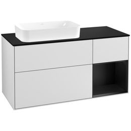 Villeroy & Boch Villeroy und Boch Finion Waschtischunterschrank G282PDMT 120cm, Abdeckplatte black matt, Emotion, Regal rechts Black matt lacquer, White matt lacquer