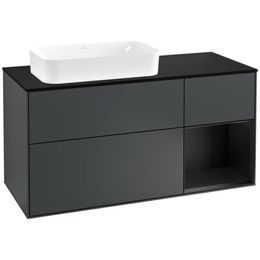 Villeroy & Boch Villeroy und Boch Finion Waschtischunterschrank G282PDHG 120cm, Abdeckplatte black matt, Emotion, Regal rechts Black matt lacquer, Midnight Blue Matt Lacquer
