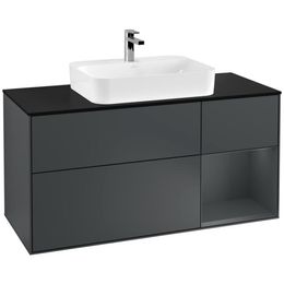 Villeroy & Boch Villeroy und Boch Finion Waschtischunterschrank G422HGHG 120cm, Abdeckplatte black matt, Emotion, Regal rechts Midnight Blue matt, Midnight Blue Matt Lacquer