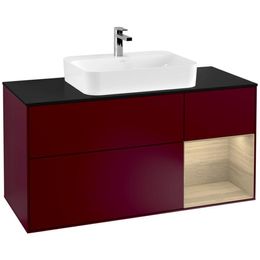 Villeroy & Boch Villeroy und Boch Finion Waschtischunterschrank G422PCHB 120cm, Abdeckplatte black matt, Emotion, Regal rechts Oak veneer, Peony Matt