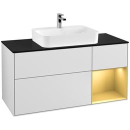 Villeroy & Boch Villeroy und Boch Finion Waschtischunterschrank F422HFMT 120cm, Abdeckplatte black matt, Regal rechts Gold matt, White matt lacquer