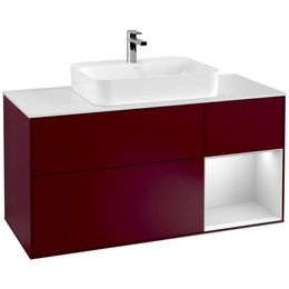 Villeroy & Boch Villeroy und Boch Finion Waschtischunterschrank G421MTHB 120cm, Abdeckplatte white matt, Emotion, Regal rechts White matt, Peony Matt