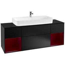 Villeroy & Boch Villeroy und Boch Finion Waschtischunterschrank G212HBPD 160cm, Abdeckplatte black matt, Emotion, Regale Peony matt lacquer, Black matt lacquer