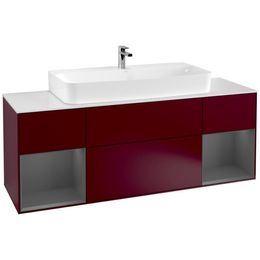 Villeroy & Boch Villeroy und Boch Finion Waschtischunterschrank G211GKHB 160cm, Abdeckplatte white matt, Emotion, Regale Anthracite matt lacquer, Peony Matt