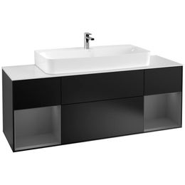 Villeroy & Boch Villeroy und Boch Finion Waschtischunterschrank G211GKPD 160cm, Abdeckplatte white matt, Emotion, Regale Anthracite matt lacquer, Black matt lacquer