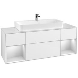 Villeroy & Boch Villeroy und Boch Finion Waschtischunterschrank G211MTGF 160cm, Abdeckplatte white matt, Emotion, Regale White matt lacquer, Glossy white lacquer