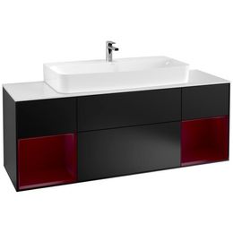 Villeroy & Boch Villeroy und Boch Finion Waschtischunterschrank G211HBPD 160cm, Abdeckplatte white matt, Emotion, Regale Peony matt lacquer, Black matt lacquer