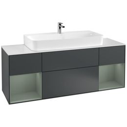 Villeroy & Boch Villeroy und Boch Finion Waschtischunterschrank G211GMHG 160cm, Abdeckplatte white matt, Emotion, Regale Olive matt lacquer, Midnight Blue Matt Lacquer