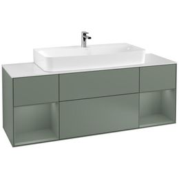 Villeroy & Boch Villeroy und Boch Finion Waschtischunterschrank G211GMGM 160cm, Abdeckplatte white matt, Emotion, Regale Olive matt lacquer, Olive Matt Lacquer