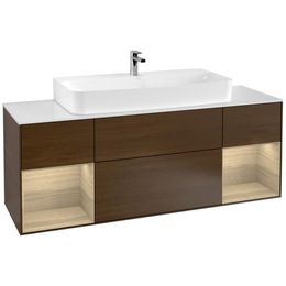 Villeroy & Boch Villeroy und Boch Finion Waschtischunterschrank F211PCGN 160cm, Abdeckplatte white matt, Regale Oak Veneer, Walnut veneer