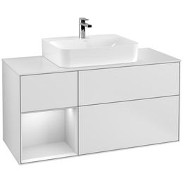 Villeroy & Boch Villeroy und Boch Finion Waschtischunterschrank F161MTMT 120cm, Abdeckplatte white matt, Regal links White matt lacquer, White matt lacquer