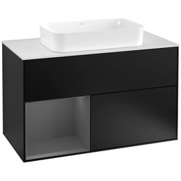 Villeroy & Boch Villeroy und Boch Finion Waschtischunterschrank G241GKPD 100cm, Abdeckplatte white matt, Emotion, Regal links Anthracite matt, Black matt lacquer
