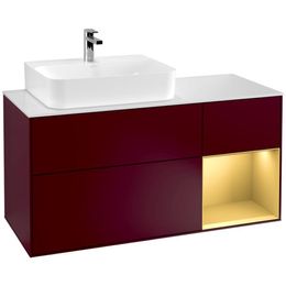 Villeroy & Boch Villeroy und Boch Finion Waschtischunterschrank G151HFHB 120cm, Abdeckplatte white matt, Emotion, Regal links Gold matt, Peony Matt