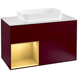 Villeroy & Boch Villeroy und Boch Finion Waschtischunterschrank G241HFHB 100cm, Abdeckplatte white matt, Emotion, Regal links Gold matt, Peony Matt
