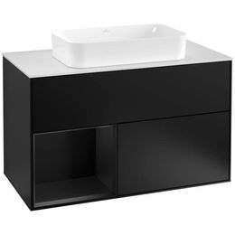 Villeroy & Boch Villeroy und Boch Finion Waschtischunterschrank G241PDPD 100cm, Abdeckplatte white matt, Emotion, Regal links Black matt lacquer, Black matt lacquer