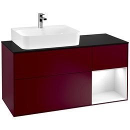 Villeroy & Boch Villeroy und Boch Finion Waschtischunterschrank G152GFHB 120cm, Abdeckplatte black matt, Emotion, Regal links Glossy white lacquer, Peony Matt