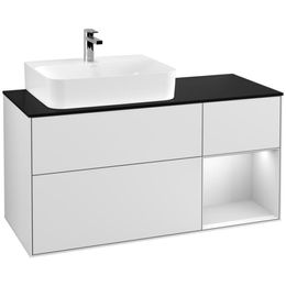 Villeroy & Boch Villeroy und Boch Finion Waschtischunterschrank G152MTMT 120cm, Abdeckplatte black matt, Emotion, Regal links White matt lacquer, White matt lacquer