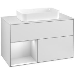 Villeroy & Boch Villeroy und Boch Finion Waschtischunterschrank G241MTMT 100cm, Abdeckplatte white matt, Emotion, Regal links White matt lacquer, White matt lacquer