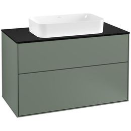Villeroy & Boch Villeroy und Boch Finion Waschtischunterschrank G23200GM 100x60,3cm, Emotion, Abdeckplatte black matt, Olive Matt Lacquer